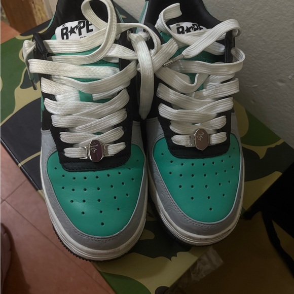 Bape | Shoes | Bape Kids Sneakers In Teal And Gray | Poshmark